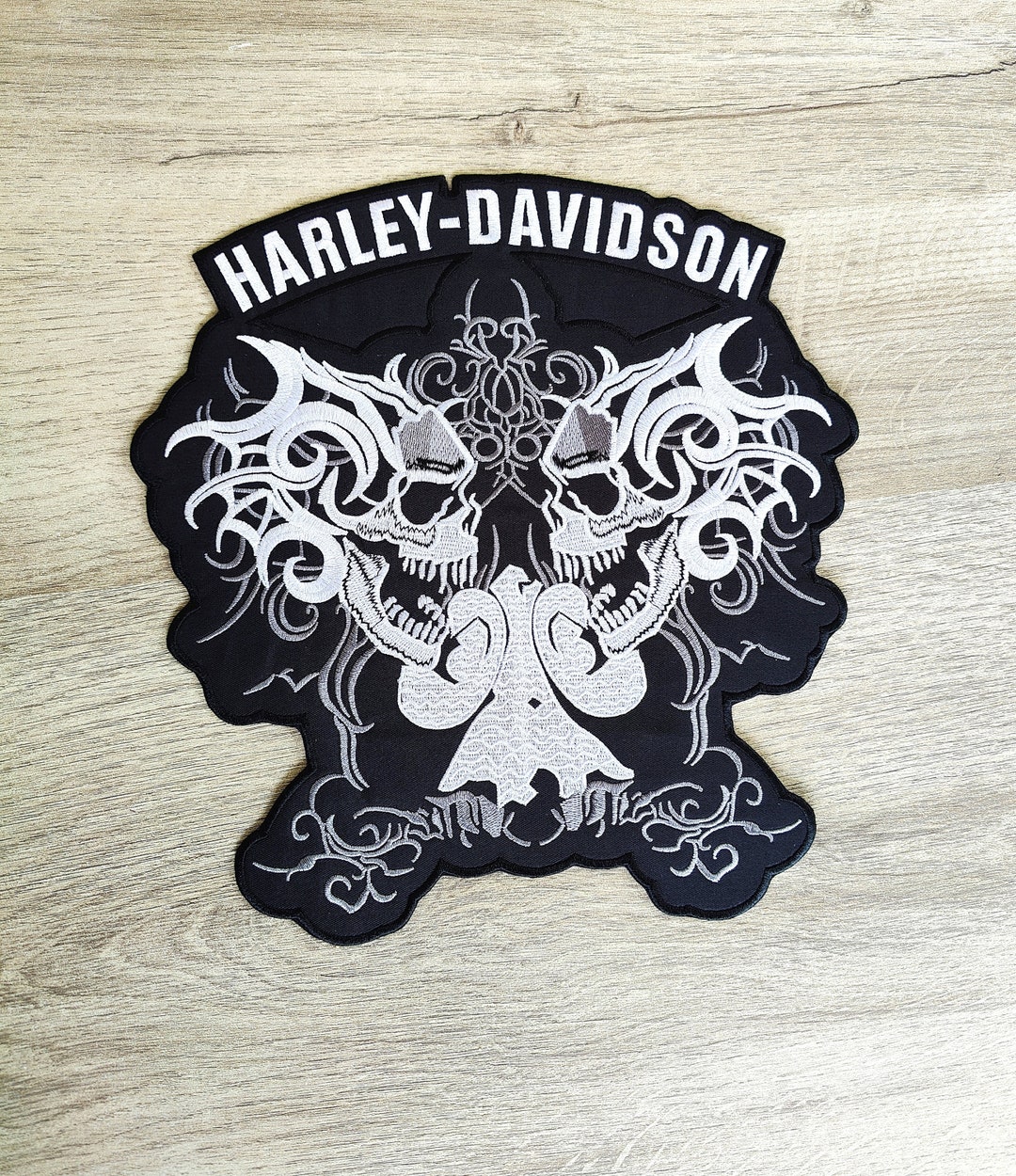 Patch dorsal Harley Davidson skull motorcycles XXL 24cmx25cm écusson ...