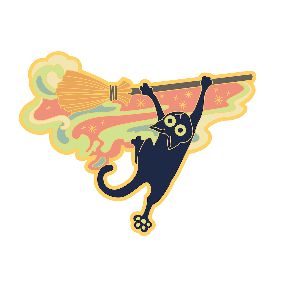 Bolt | Frantic Familiars | 3" Vinyl Sticker With a Black Cat Flying on ...