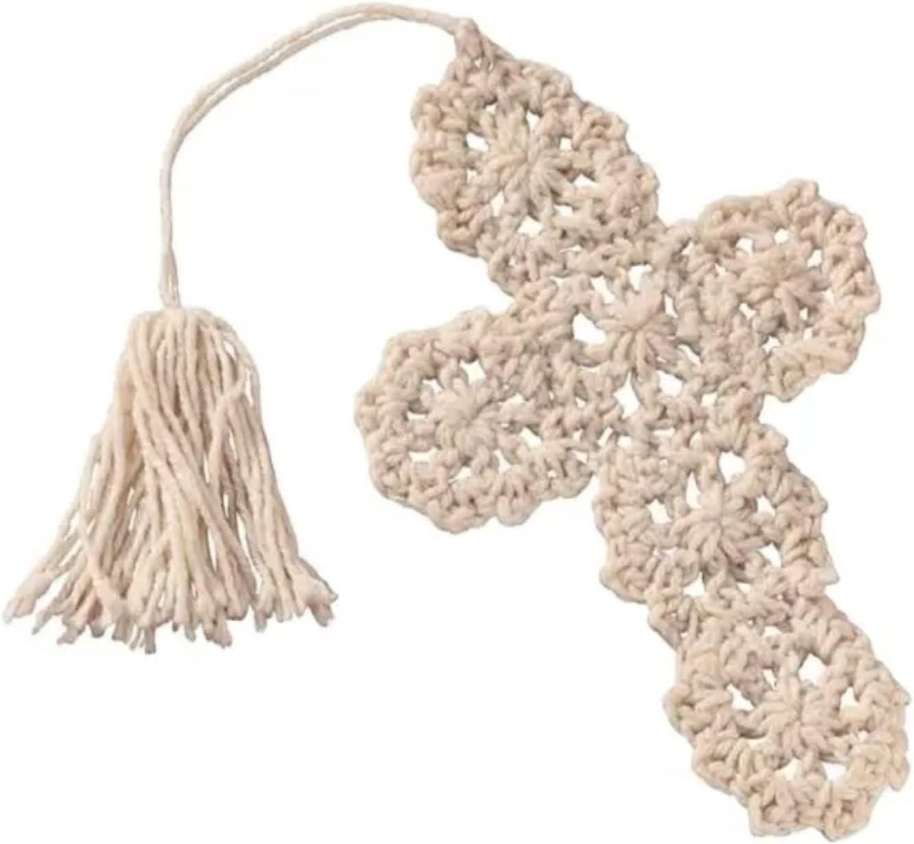 Crocheted Cross Bookmark With Tassel: Starched Cotton, Religious Gift ...