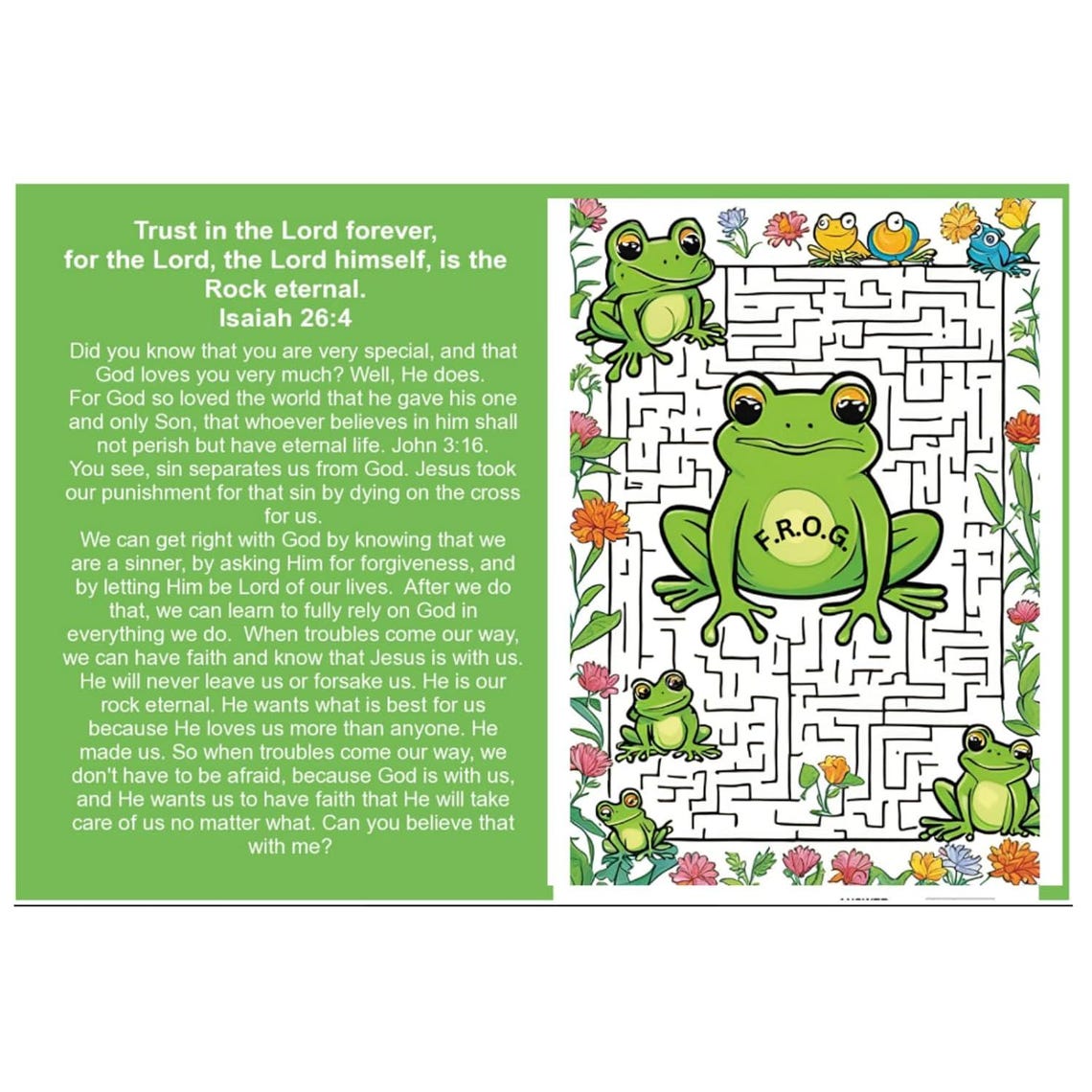 F.R.O.G. Frog Bible Tracts for Kids - Religious Salvation Message (100 ...