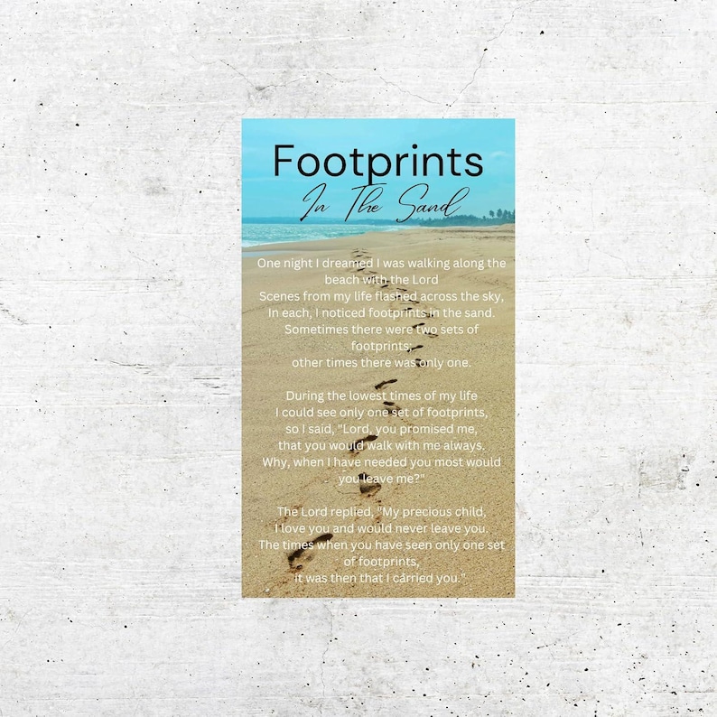100 Count Footprints in the Sand Poem Cards: Christian Prayer, Church ...