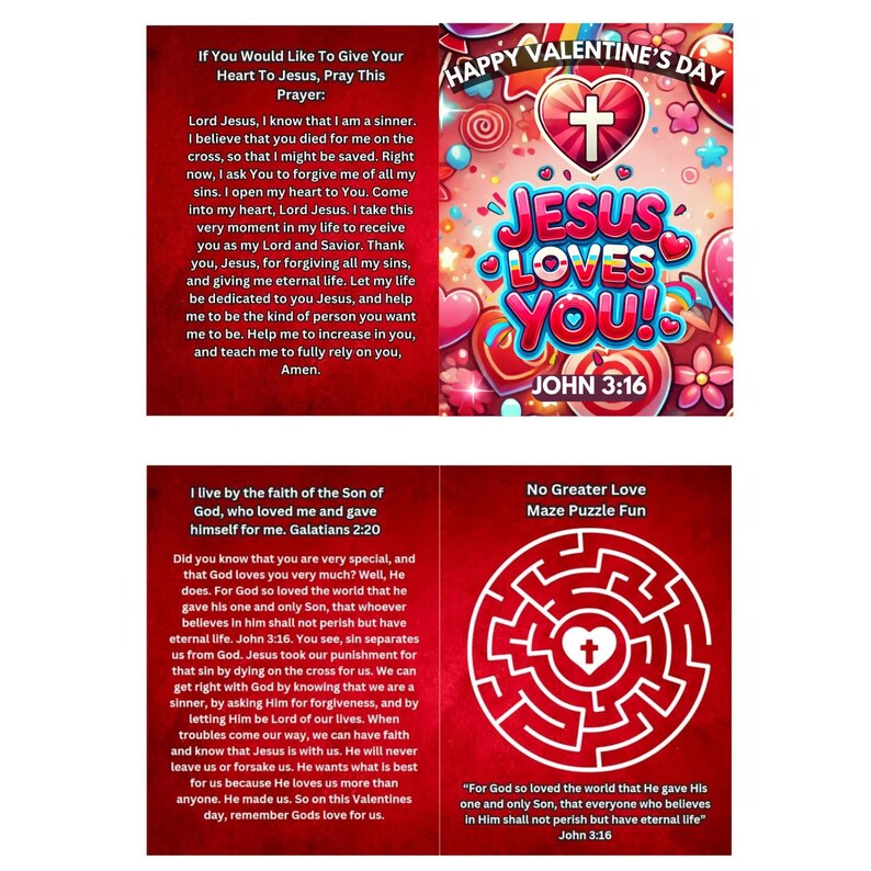 Jesus Loves You Valentine's Day Gospel Tracts With Maze (100 Count) - Etsy