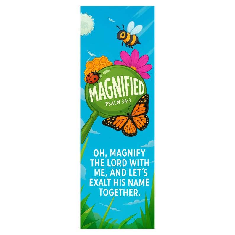 100 Magnified Psalm 34:3 VBS Bookmarks – Vacation Bible School Magnify ...