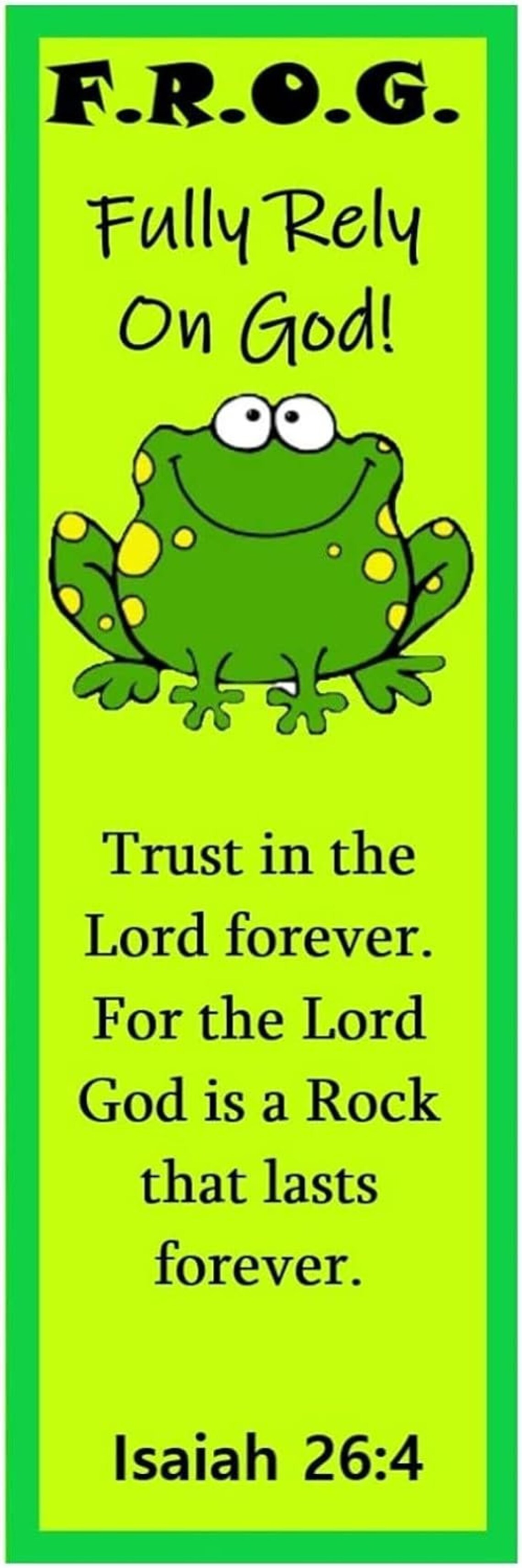 Fully Rely on God Frog F.R.O.G. Bible Verse Christian Bookmarks for ...