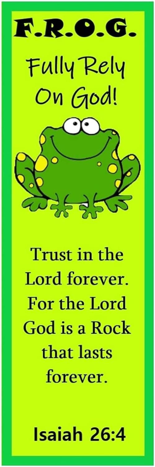 Fully Rely on God Frog F.R.O.G. Bible Verse Christian Bookmarks for ...