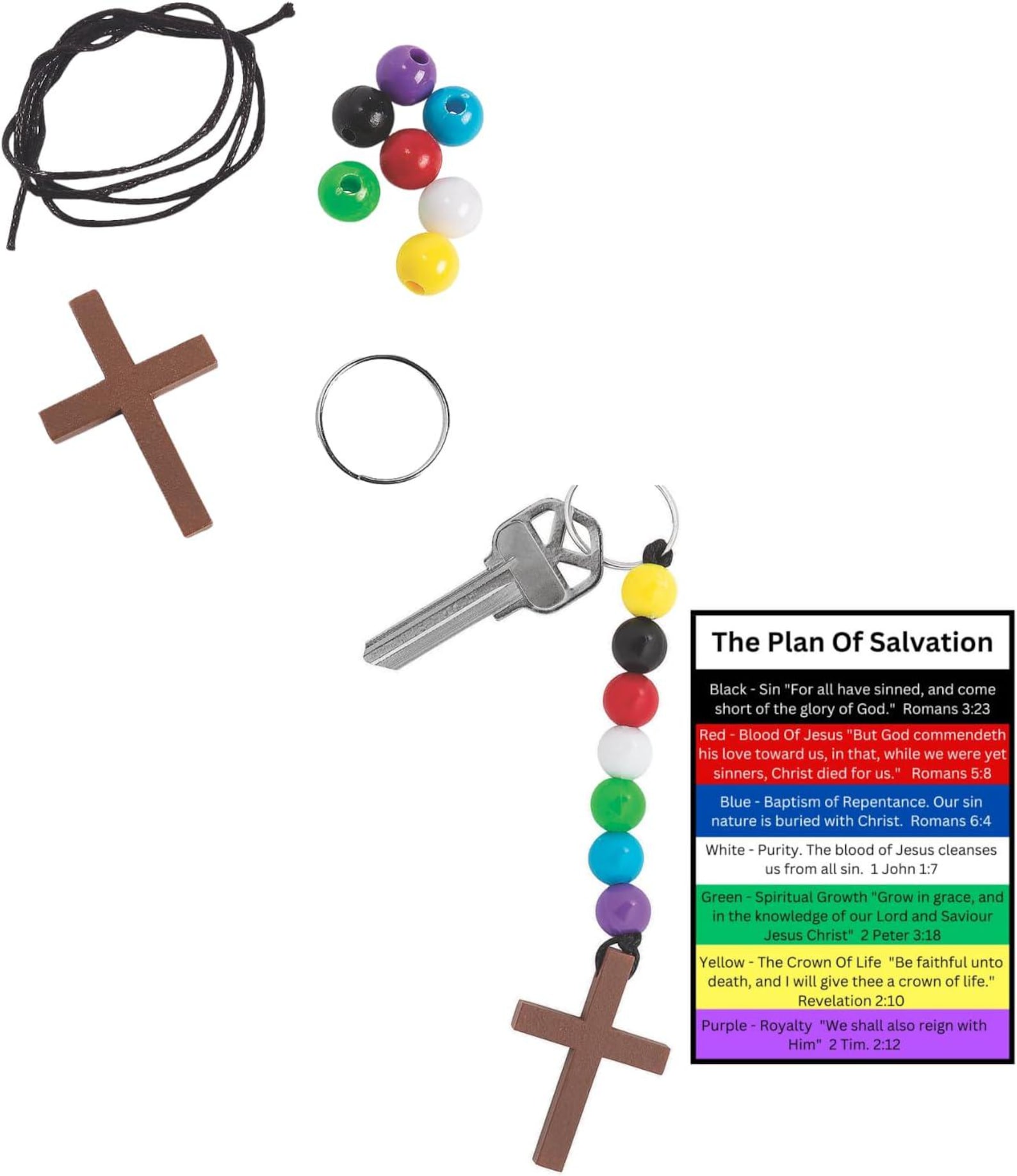 Plan of Salvation Cards With Colors of Faith Cross Keychain Craft Kit ...