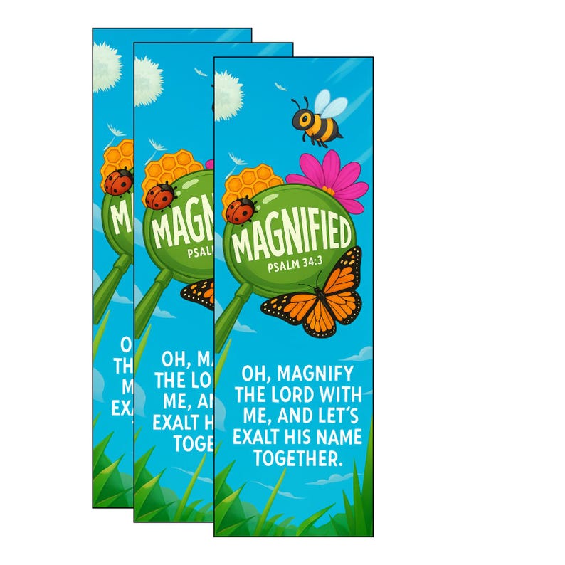 100 Magnified Psalm 34:3 VBS Bookmarks – Vacation Bible School Magnify ...