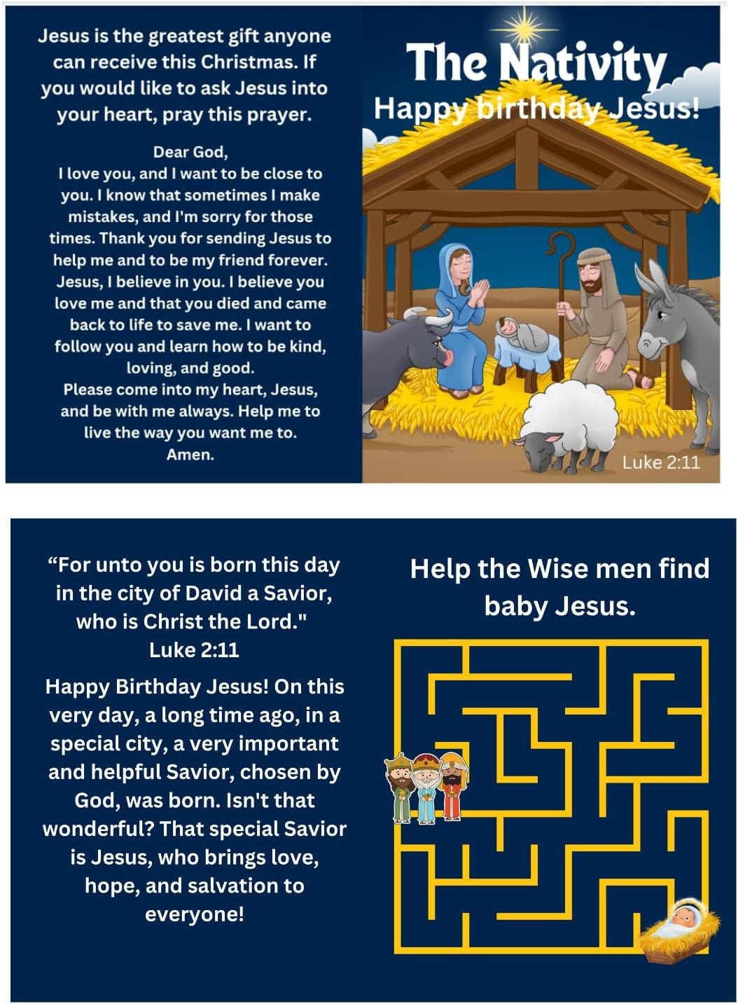 Christmas Nativity Happy Birthday Jesus Gospel Tracts for Kids Bible ...