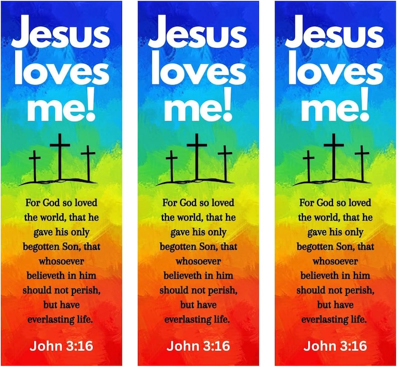 Jesus Loves Me Bookmarks - John 3 16 Bible Verse - VBS Vacation Bible ...