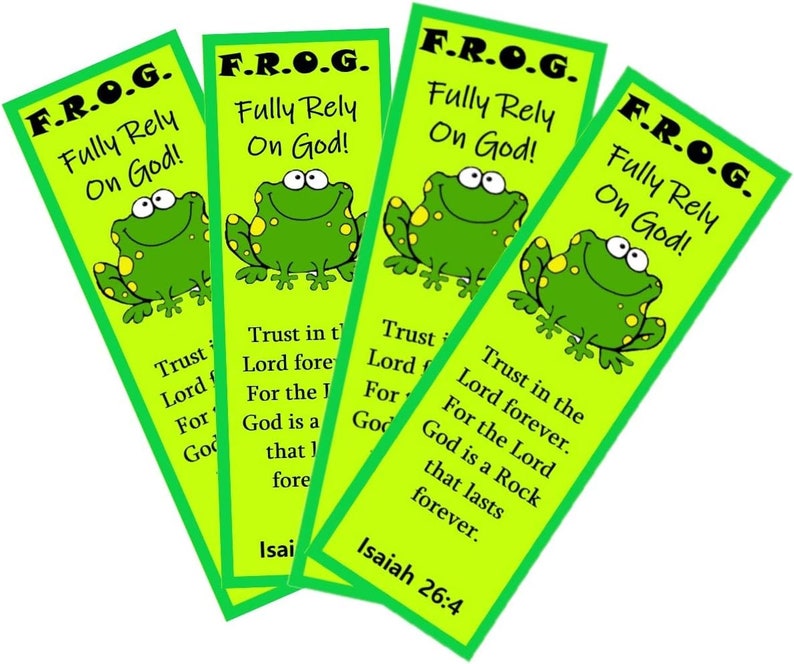 Fully Rely on God Frog F.R.O.G. Bible Verse Christian Bookmarks for ...