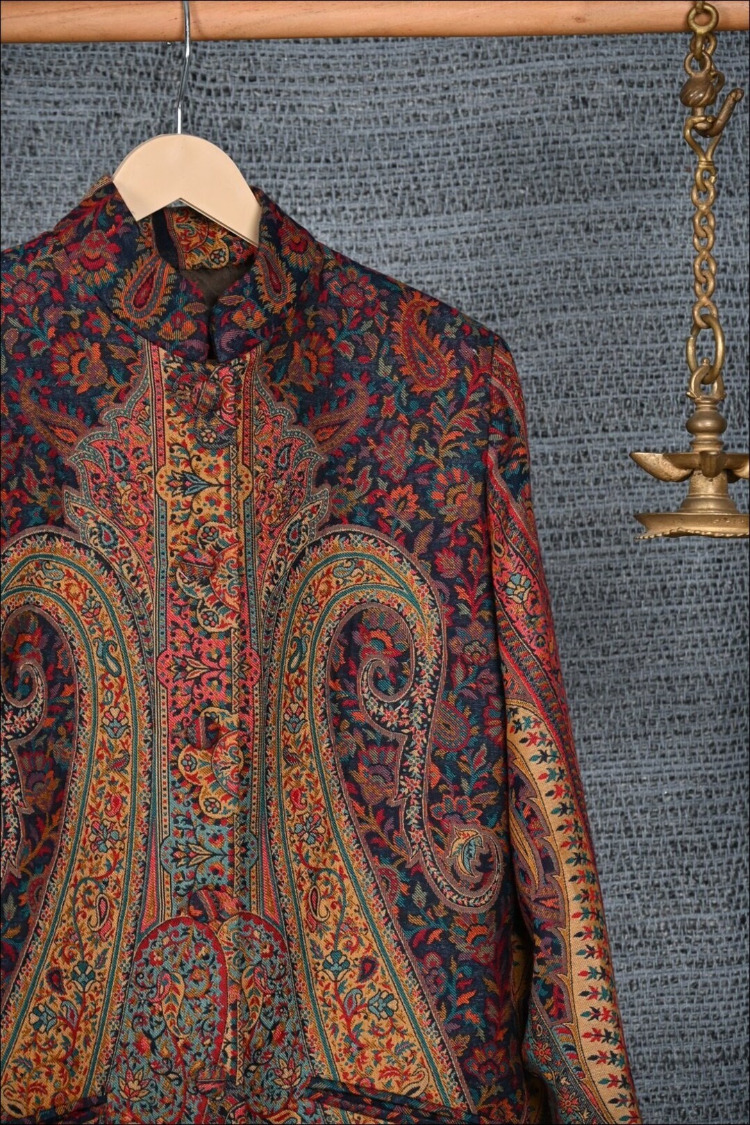 Persian Red Paisley Design Women Jacket, Women Wool Jacket, Unisex ...