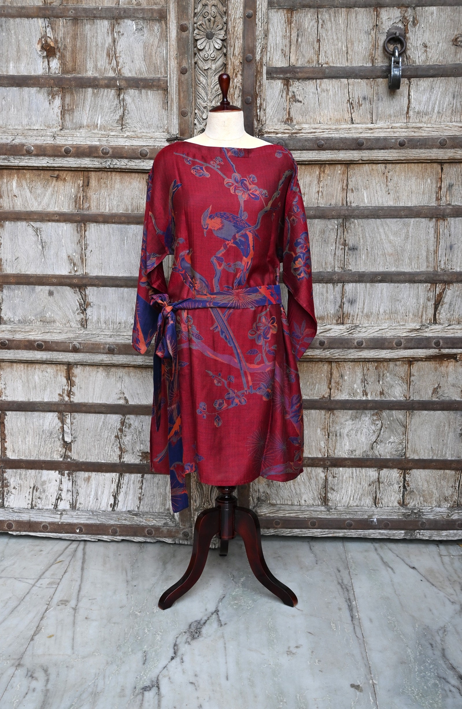 Crimson Red Silk Kimono, Cocktail, Silk Dress, Silk Maxi Dress, Midi ...