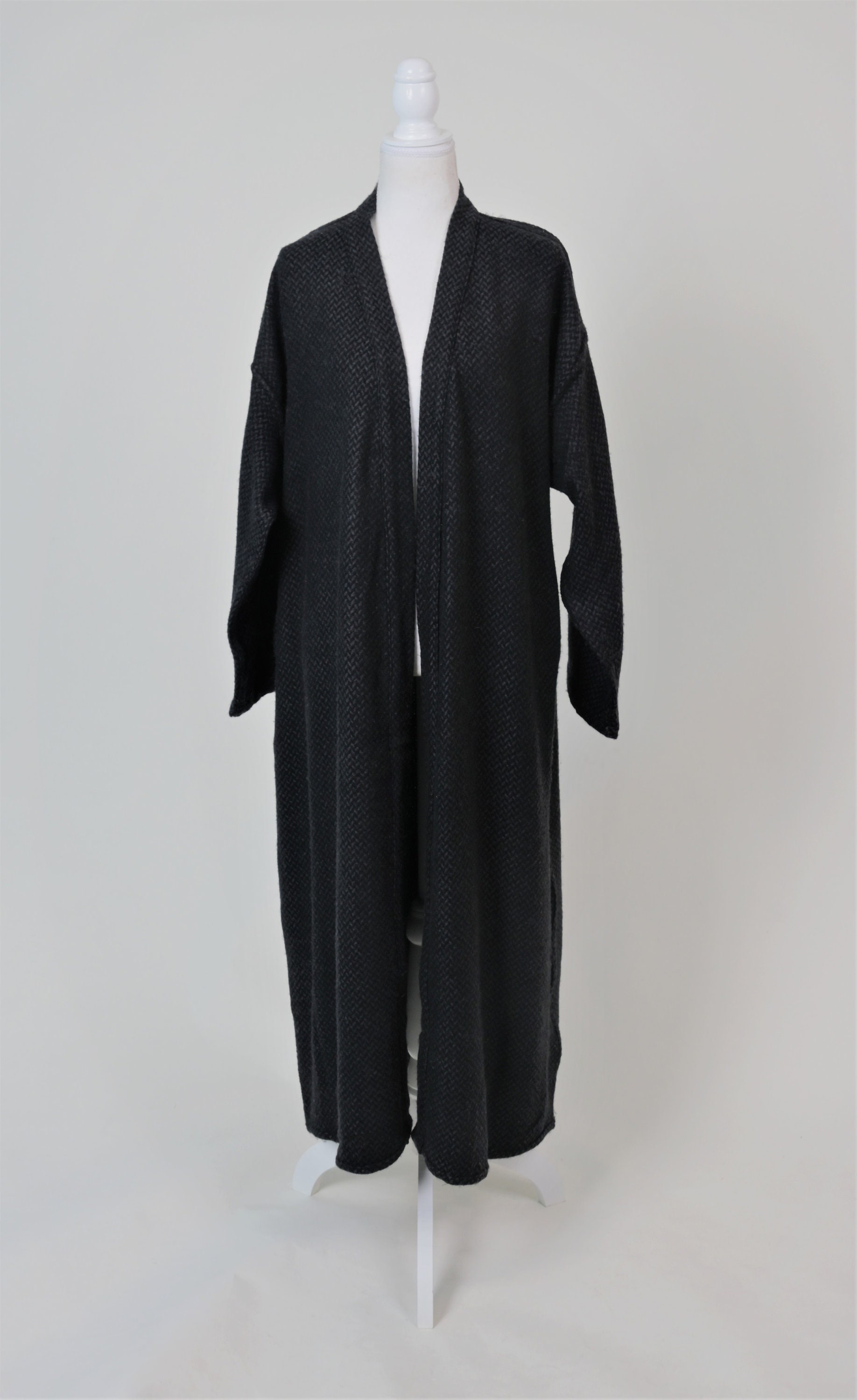 Ebony Black Kimono Robe, Kaftan, Bath Robe, Wool Robe, Dressing Gown ...