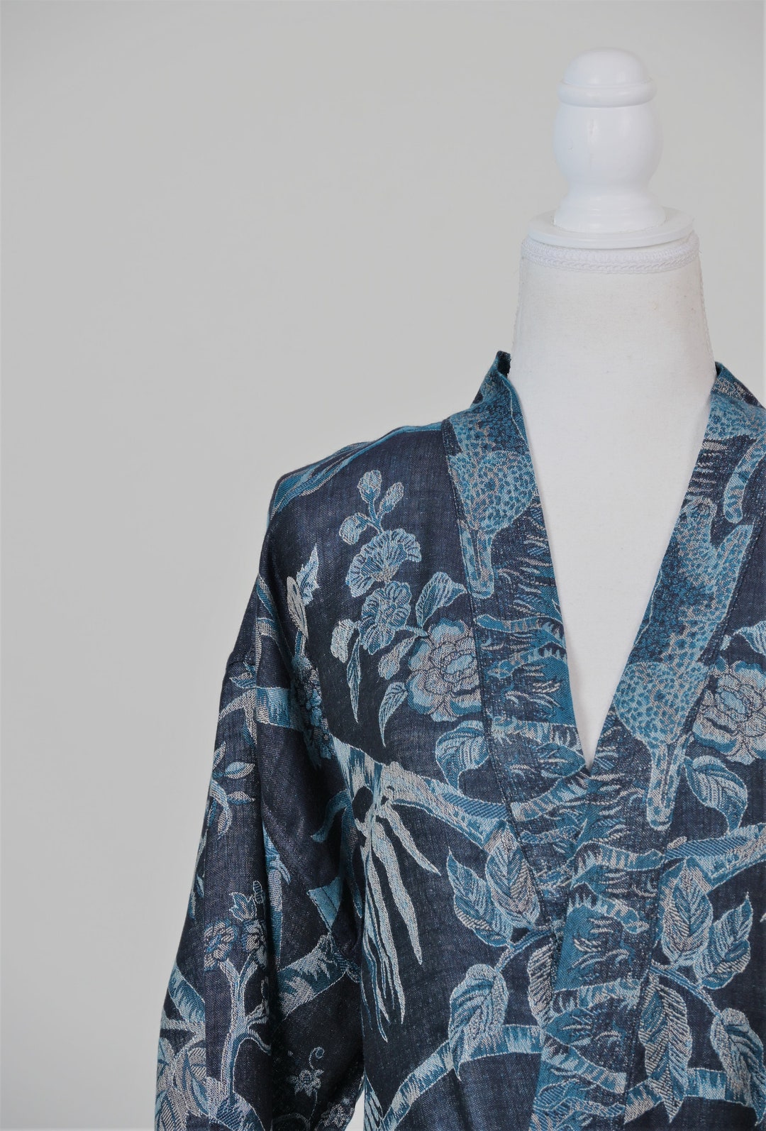 Ocean Deep Blue Long Dressing Gown, Wedding Morning, Kaftan for Women ...