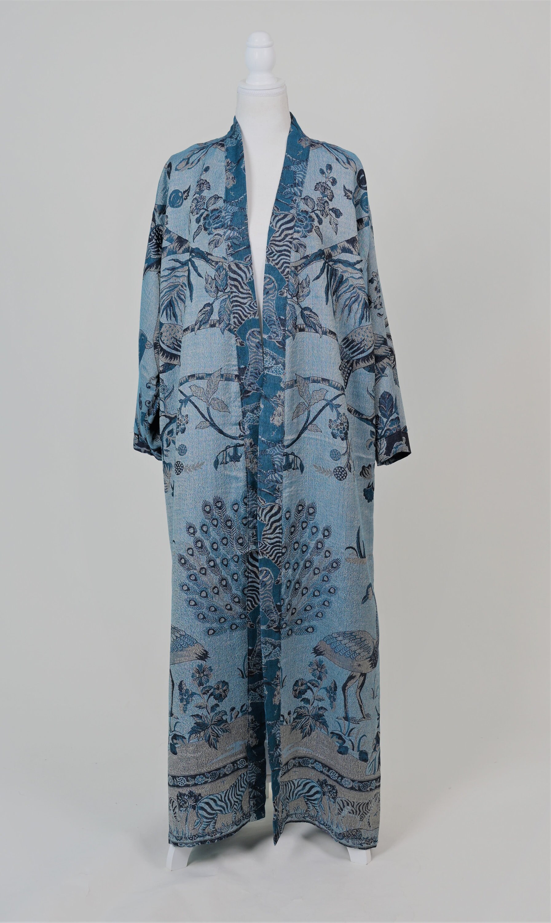 Ocean Deep Blue Long Dressing Gown, Wedding Morning, Kaftan for Women ...