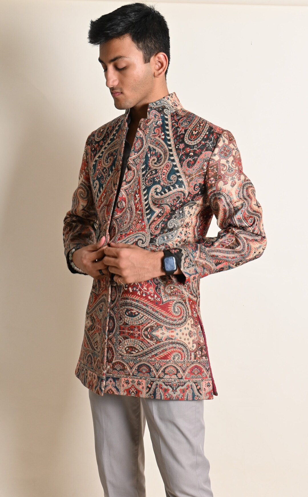 Paisley Design Jacket, Men's Wool Jacket, Handmade Men's Blazer, Jacket ...