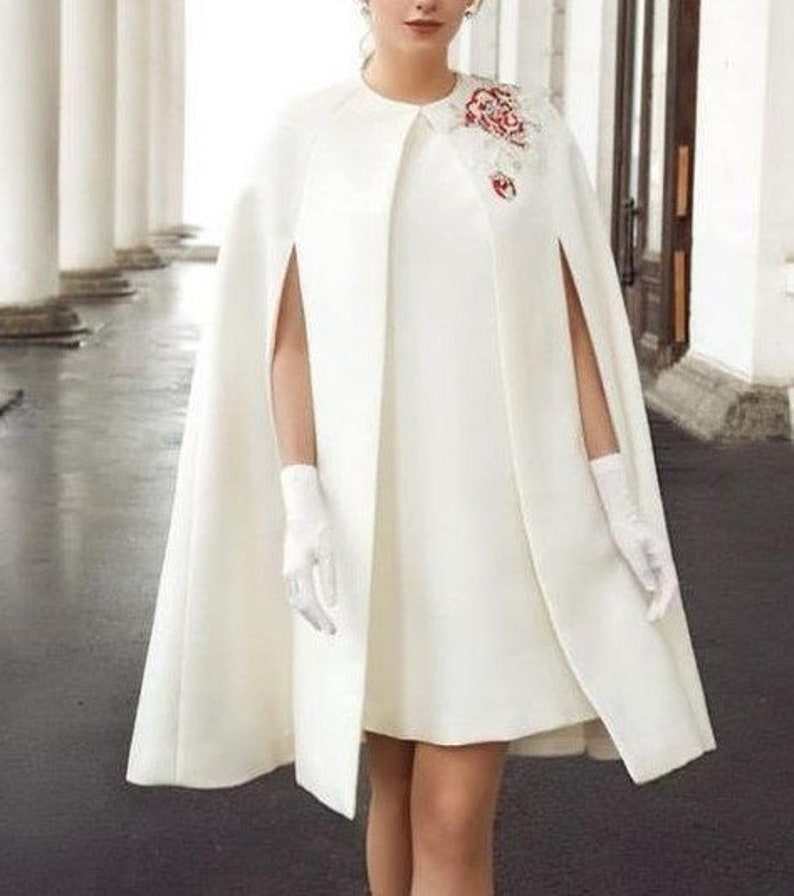 Off White Silk Cape Dress: Elegant Minimalist Wedding Party Shrug - Etsy