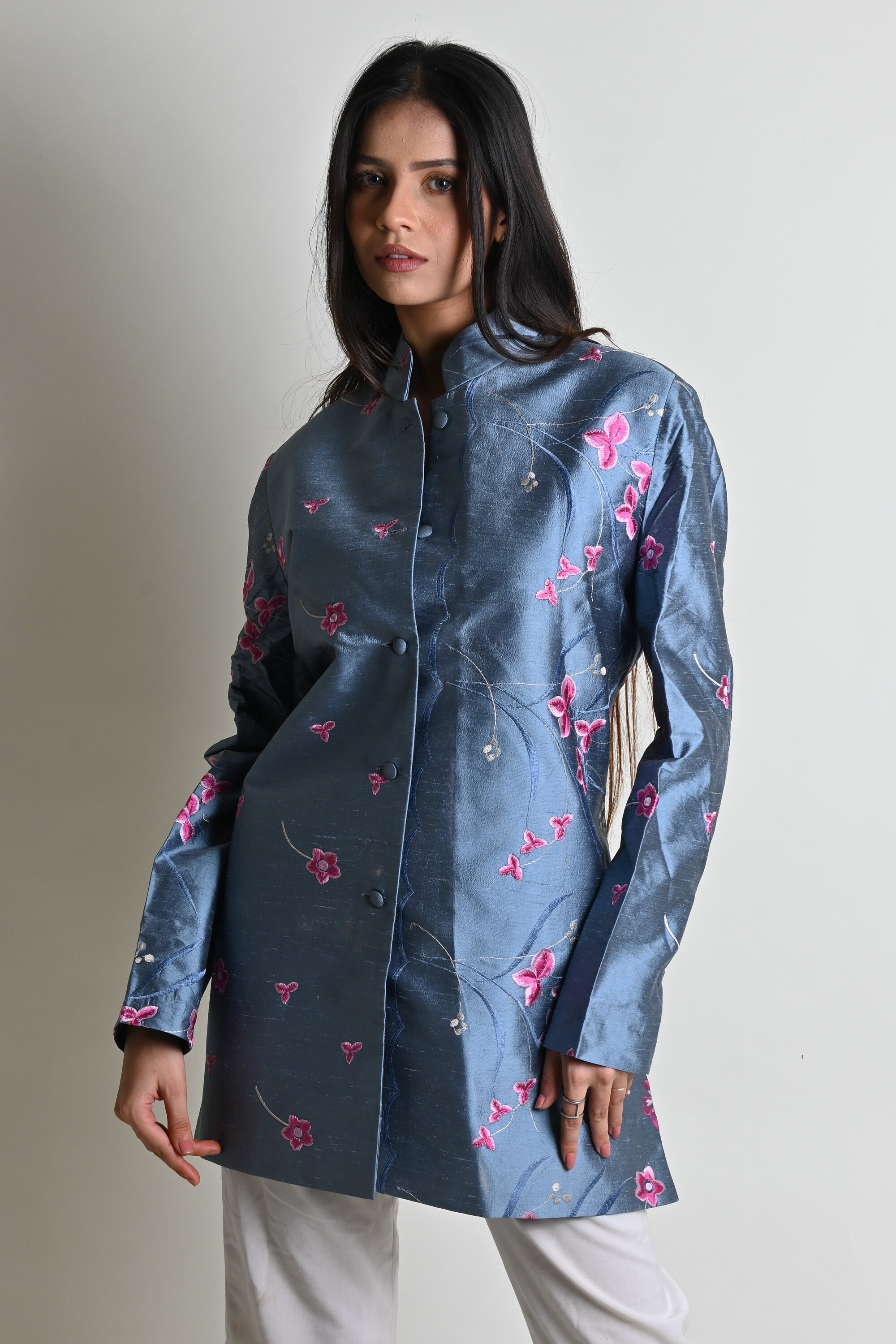 Silk Embroidered Jacket Women Wedding Jacket Women Designer - Etsy