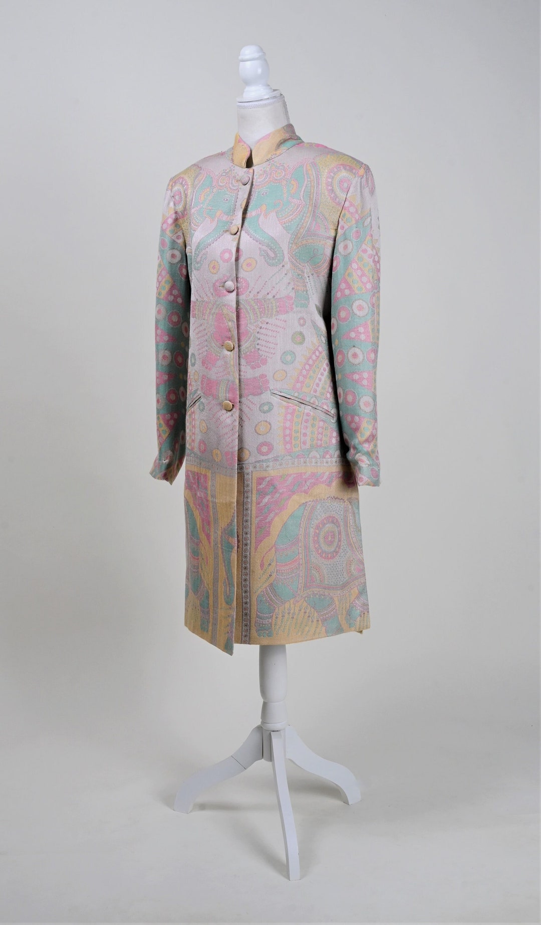 Elephant Design Wool Silk Coat: Handmade Women's Jacket - Etsy