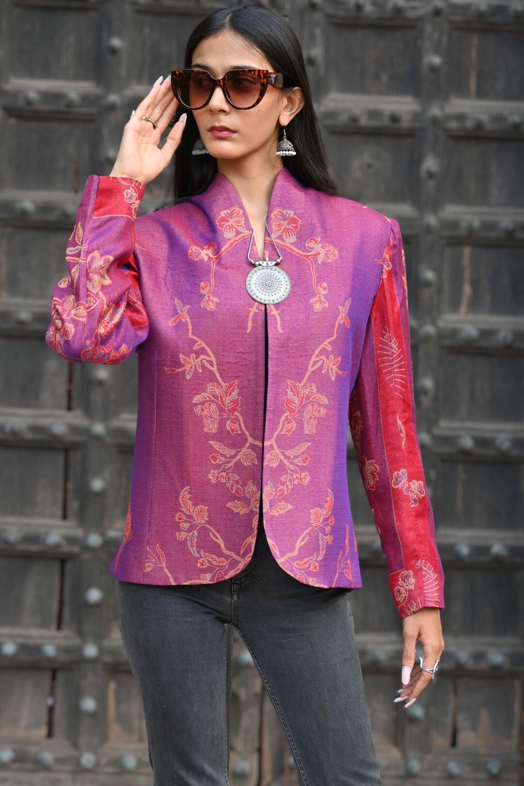 Women's Jacket With Frog Knot Closure, Cashmere Jacket, Silk Blazer ...