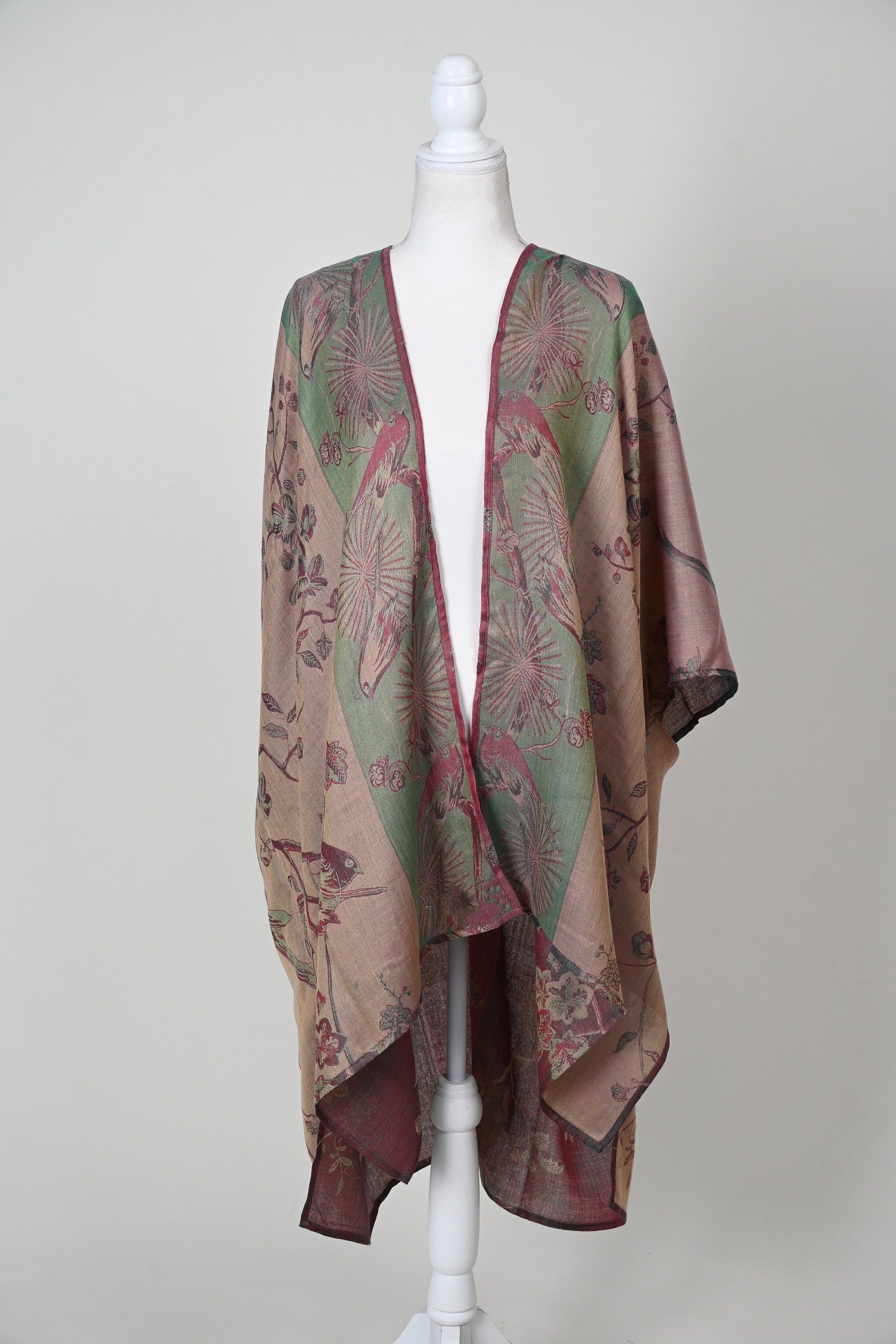 Mountbatten Pink Poncho for Women, Cashmere Poncho, Women Cape, Front ...