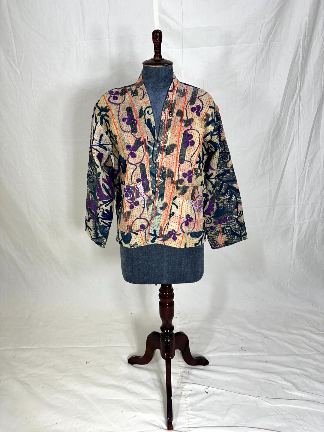 Traditional Jacket, Unisex Kantha Jacket, Hand Embroidered Jacket ...