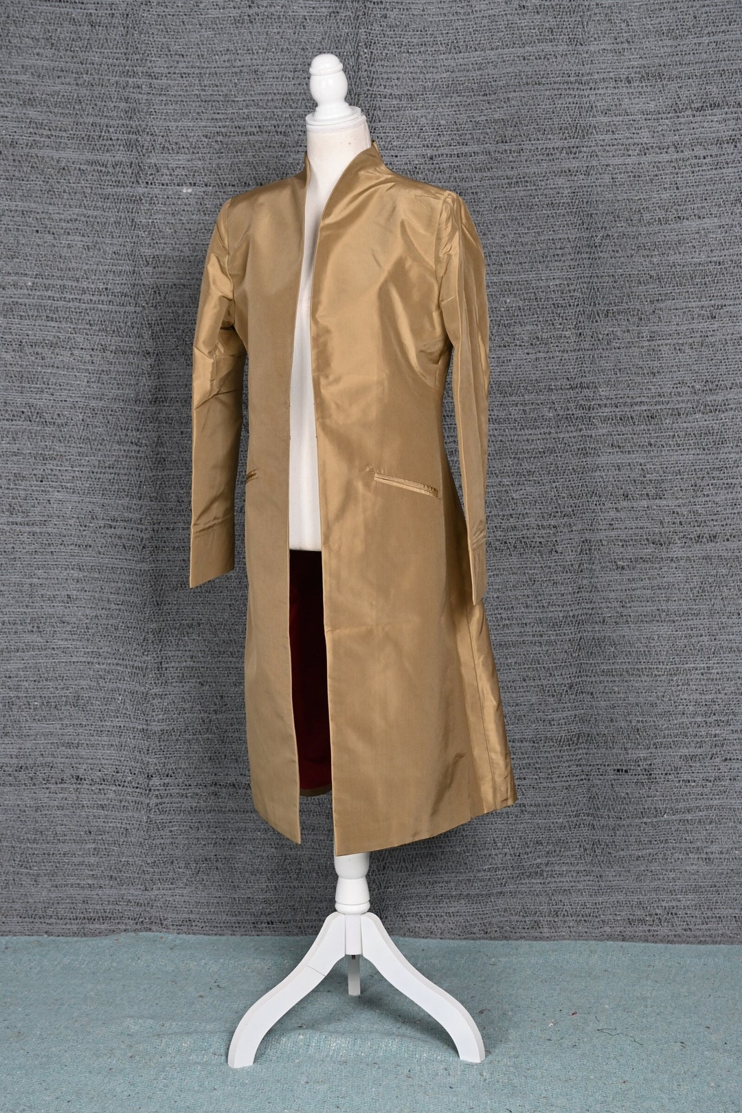 Gold Long Silk Coat, Silk Jacket, Jacket for Women, Wedding Guest ...