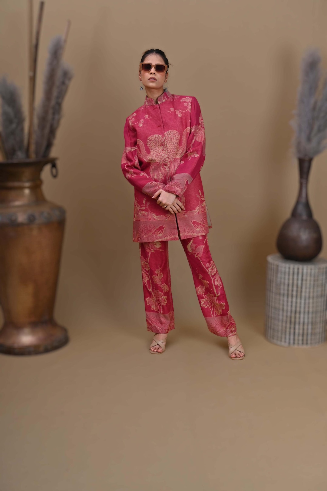 Pink Cashmere Wool Silk Suit, Suit Set for Women, Slim Fit 2 Piece ...
