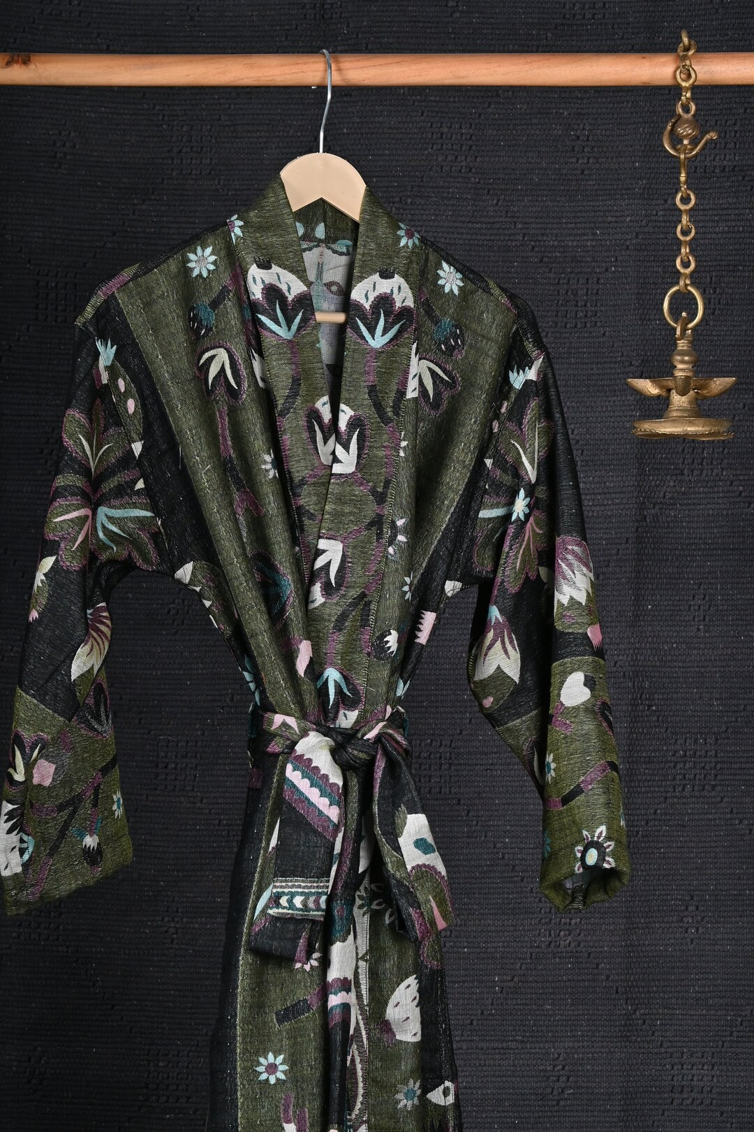 Rabbit Design Alpaca Wool Robe, Dressing Gown, Robe for Women, Kimono ...