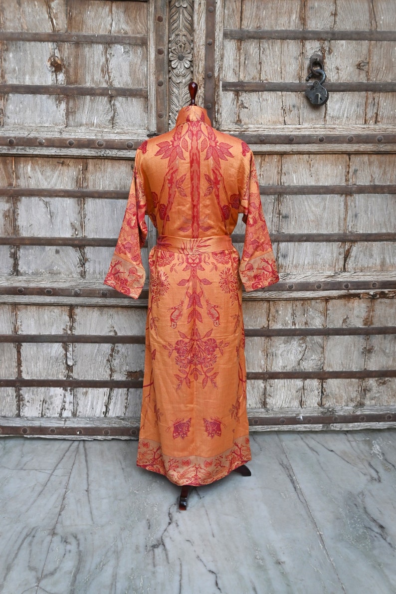 Pumpkin Orange Lounge Wear, House Coat, Long Bathrobes, Women Dressing ...