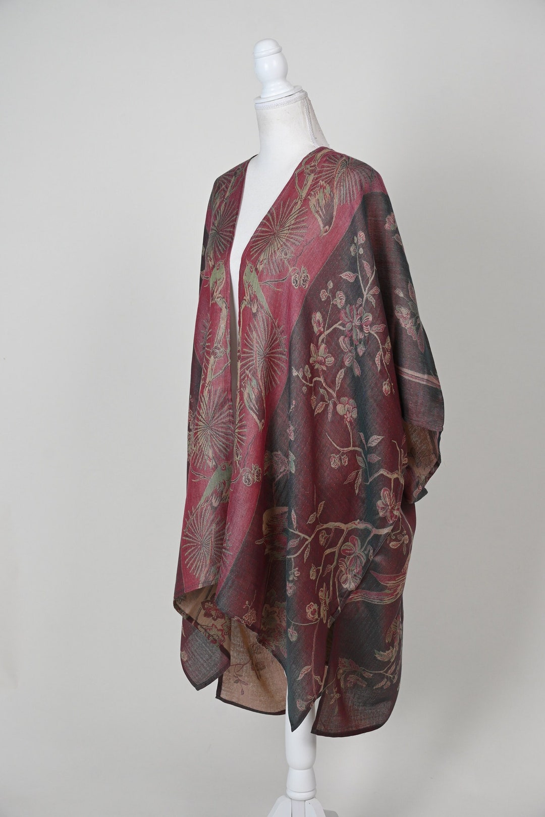 Mountbatten Pink Poncho for Women, Cashmere Poncho, Women Cape, Front ...