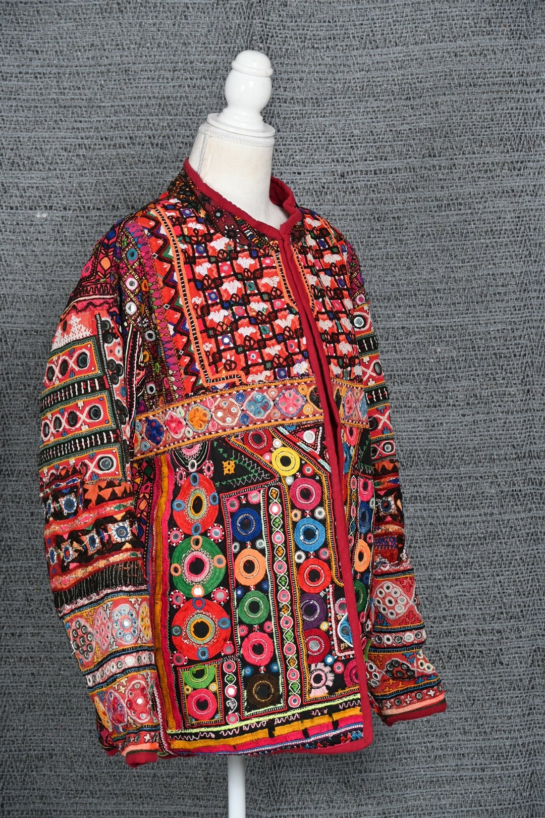 Silk Embroidered Jacket, Cotton With Mirror Work Traditional Jacket ...
