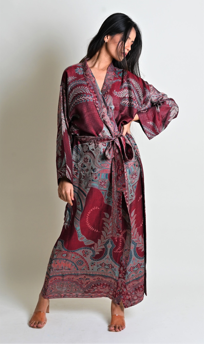 Angel Red Robes for Women Silk Kimono Robe Silk Dressing - Etsy