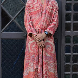 Blood Red Silk Robe for Men, Dressing Gown, Reversible Robe, Men's Long ...