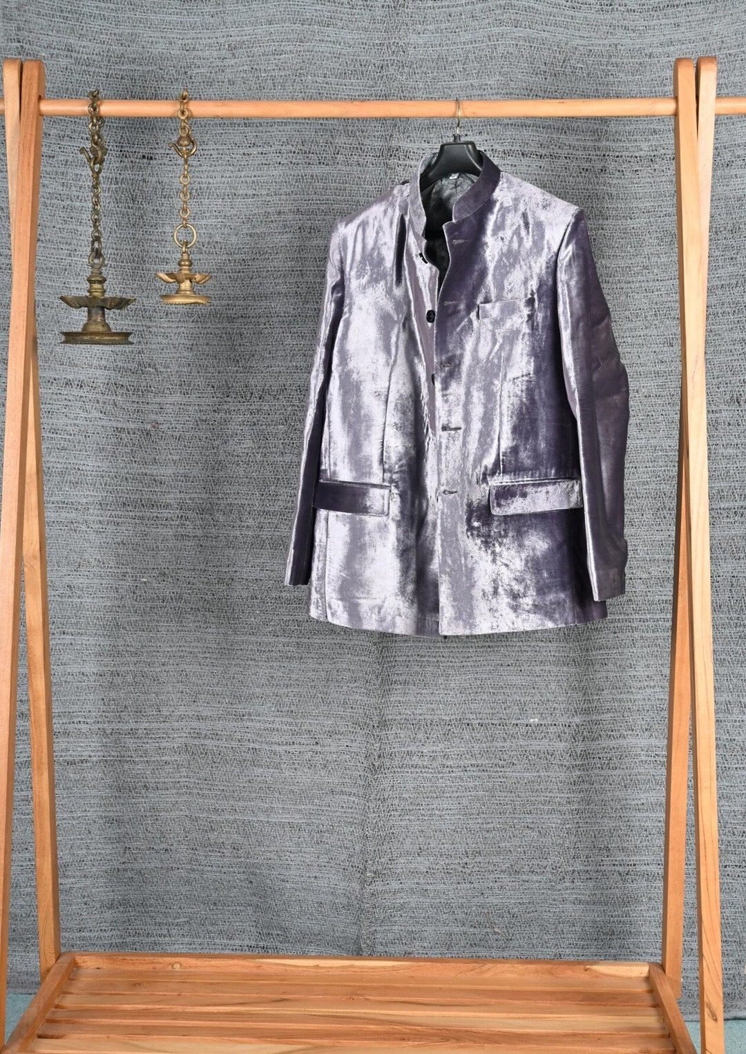 Silver Grey Jacket for Women, Unisex Velvet Jacket, Bespoke ...