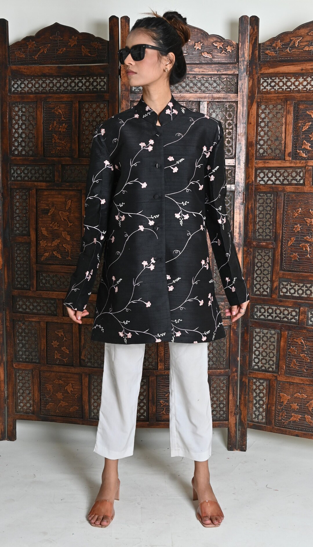 Handmade Embroidered Mulberry Silk Jacket: Women's Designer Wedding ...