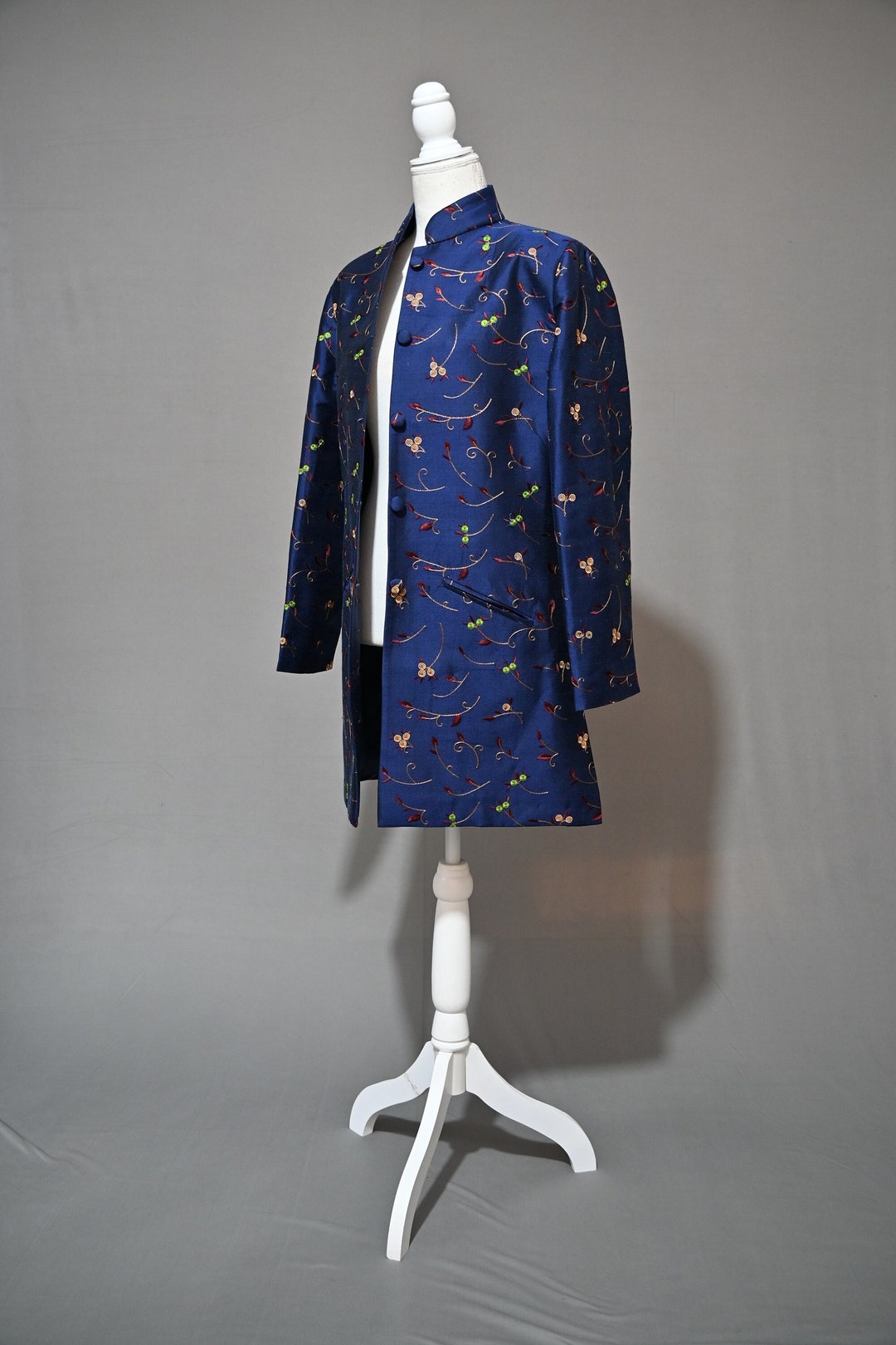 Space Blue Silk Jacket for Women, Wedding Jacket, Designer Silk Jacket ...