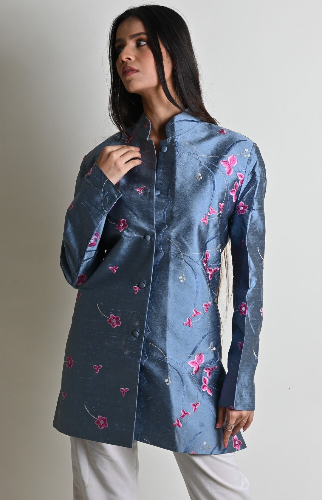 Silk Embroidered Jacket, Women Wedding Jacket, Women Designer Silk ...