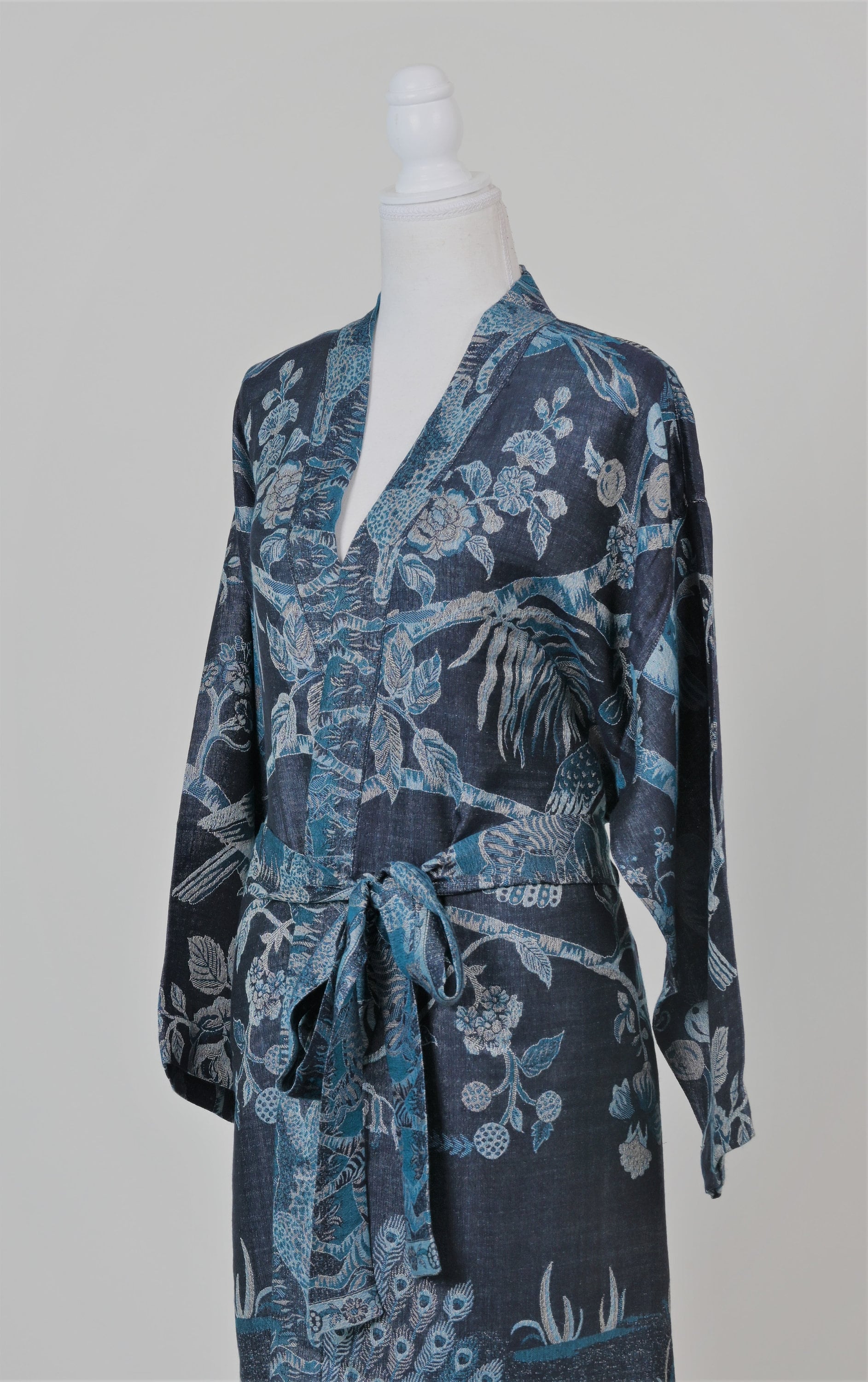 Ocean Deep Blue Long Dressing Gown, Wedding Morning, Kaftan for Women ...