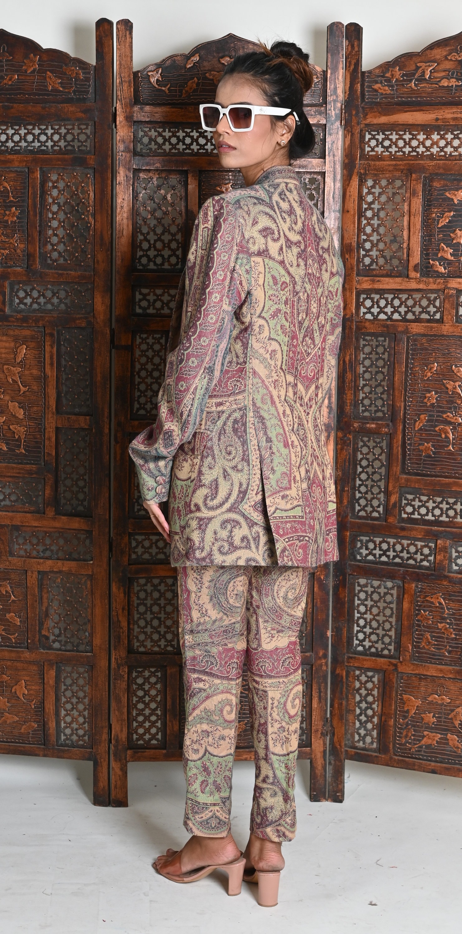 Cashmere Silk Paisley Suit, Suit Set for Women, Slim Fit 2 Piece Women ...