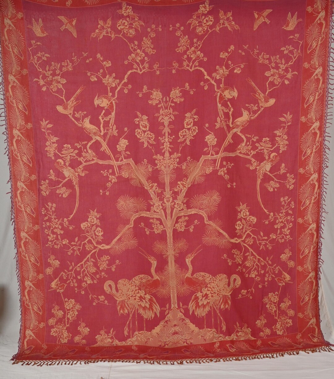 Pink / Orange Reversible Cashmere Bed Cover, Cashmere Bedspread ...