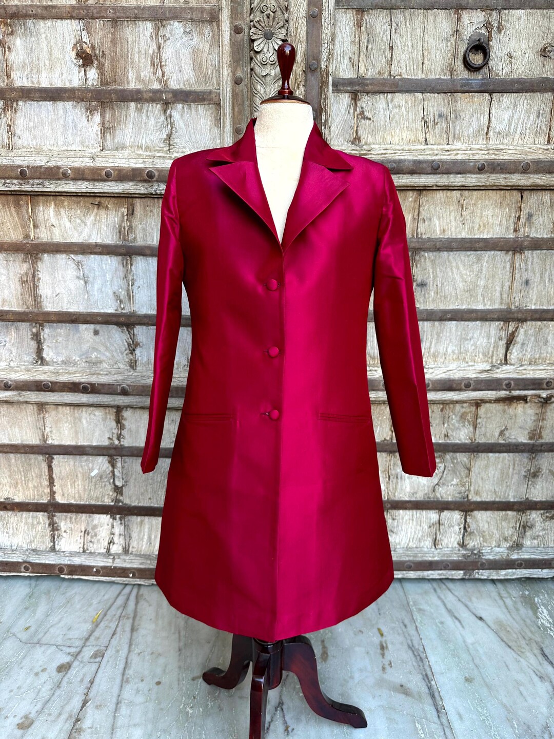 Women's Silk Coat, Red Jacket for Women, Raw Silk Jacket, Wedding ...