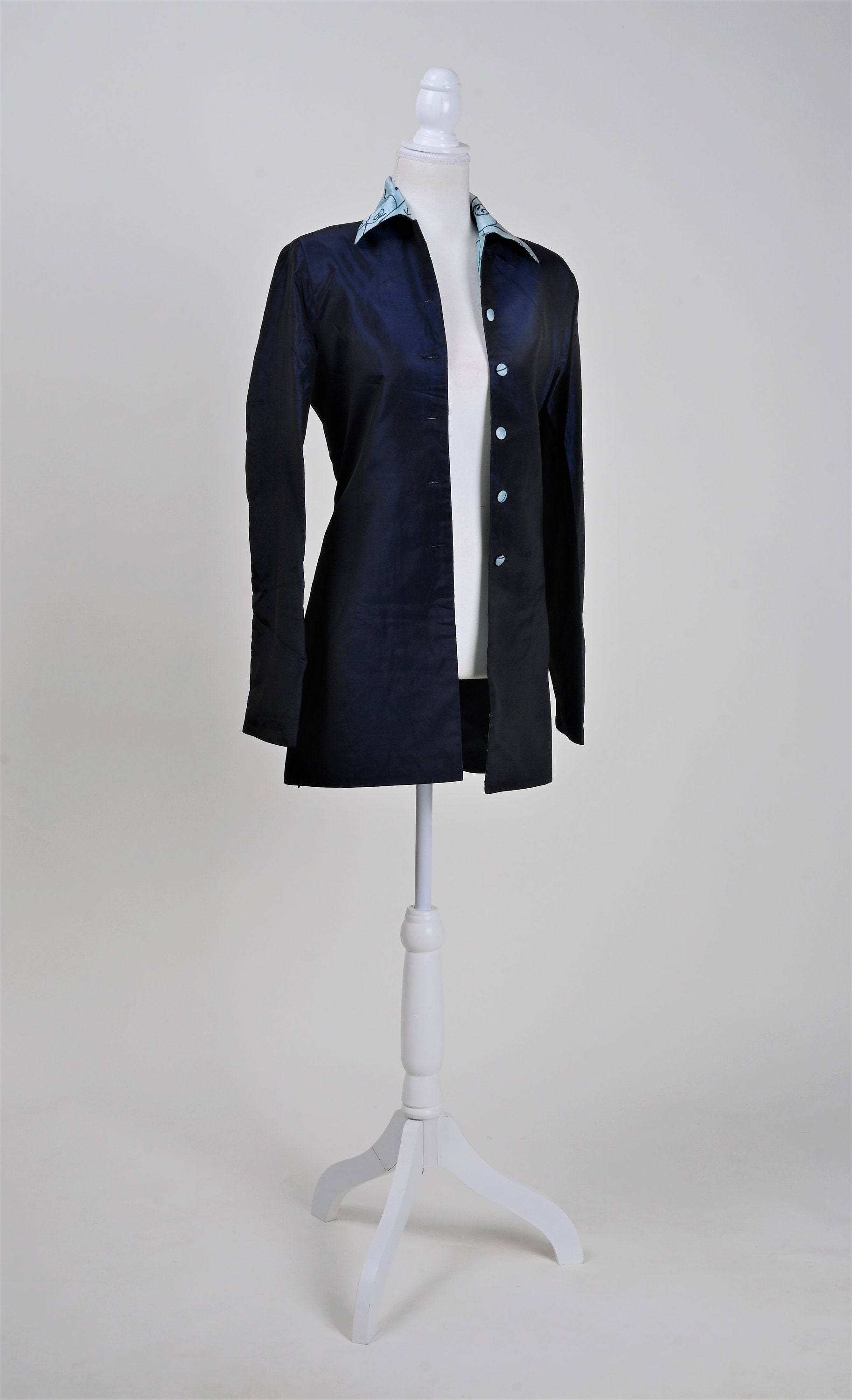 Silk Nehru Collar Coat, Bright Blue Jacket for Women, Wedding Guest ...