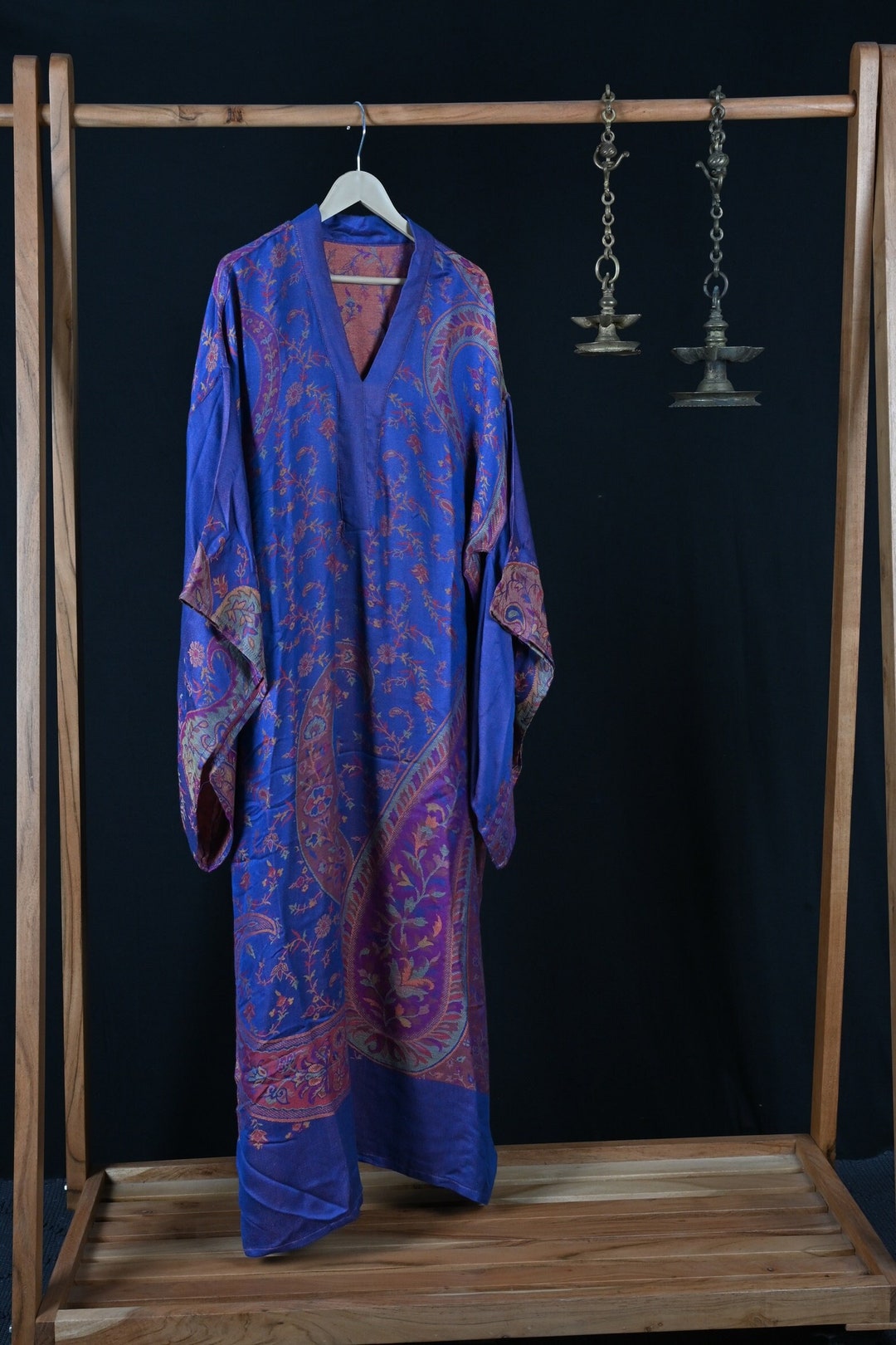 Persian Blue V-neck Dress, Maxi Dress, Long Dress, Cashmere Gown ...