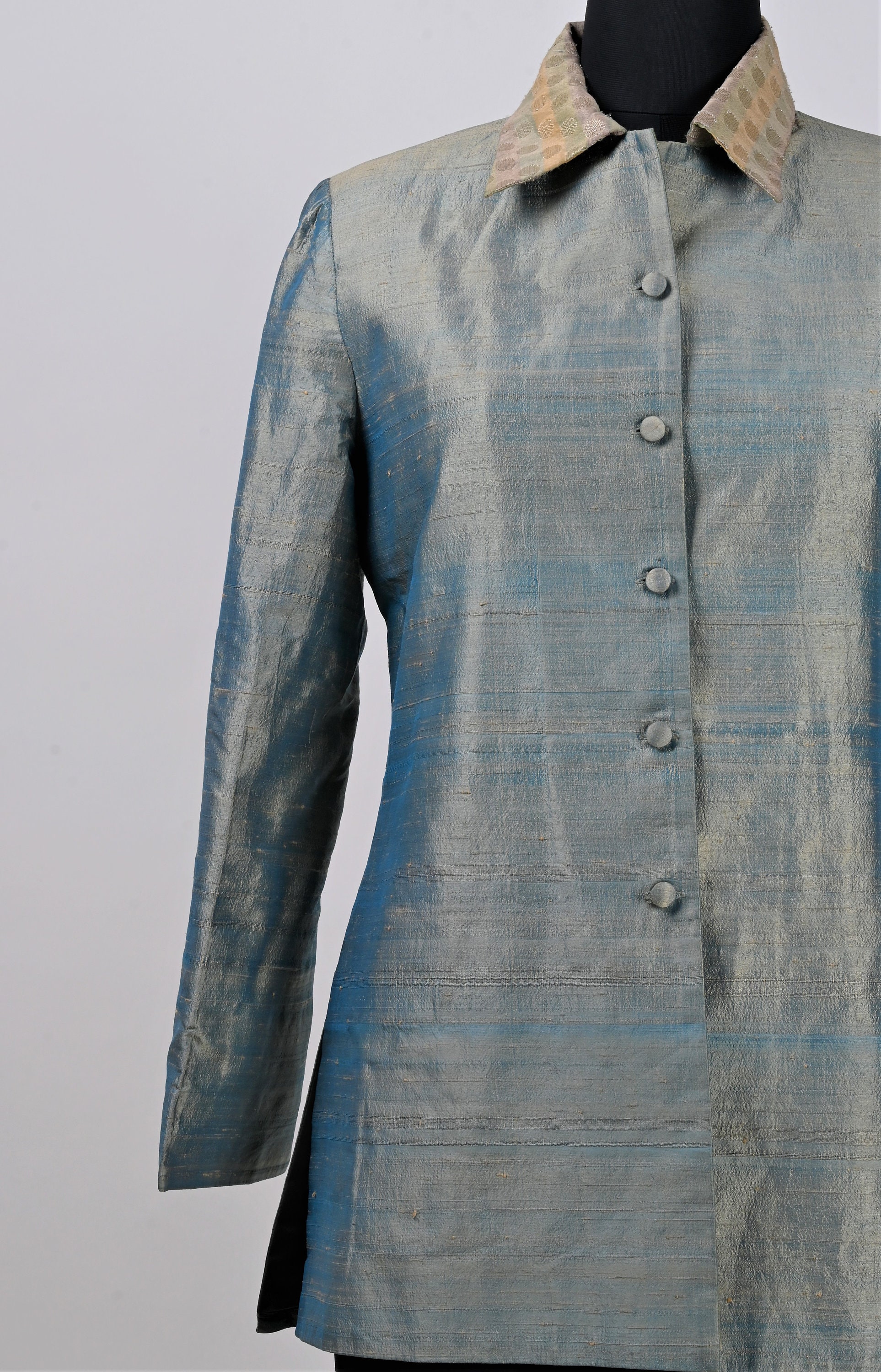 Silk Nehru Collar Coat, Bright Blue Jacket for Women, Wedding Guest ...