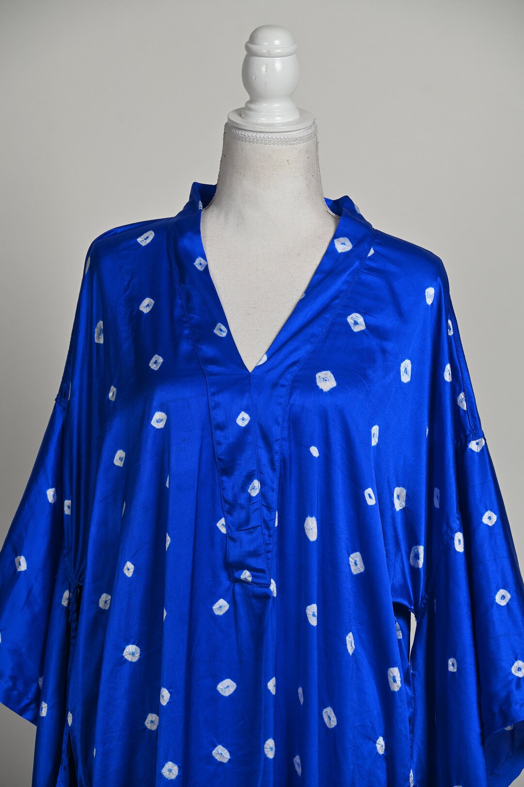 Cobalt Blue Night Wear Gown Handmade Kimono Robe Silk - Etsy