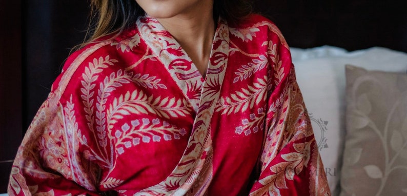 Angel Red Robes for Women, Silk Kimono Robe, Silk Dressing Gown, Kaftan ...