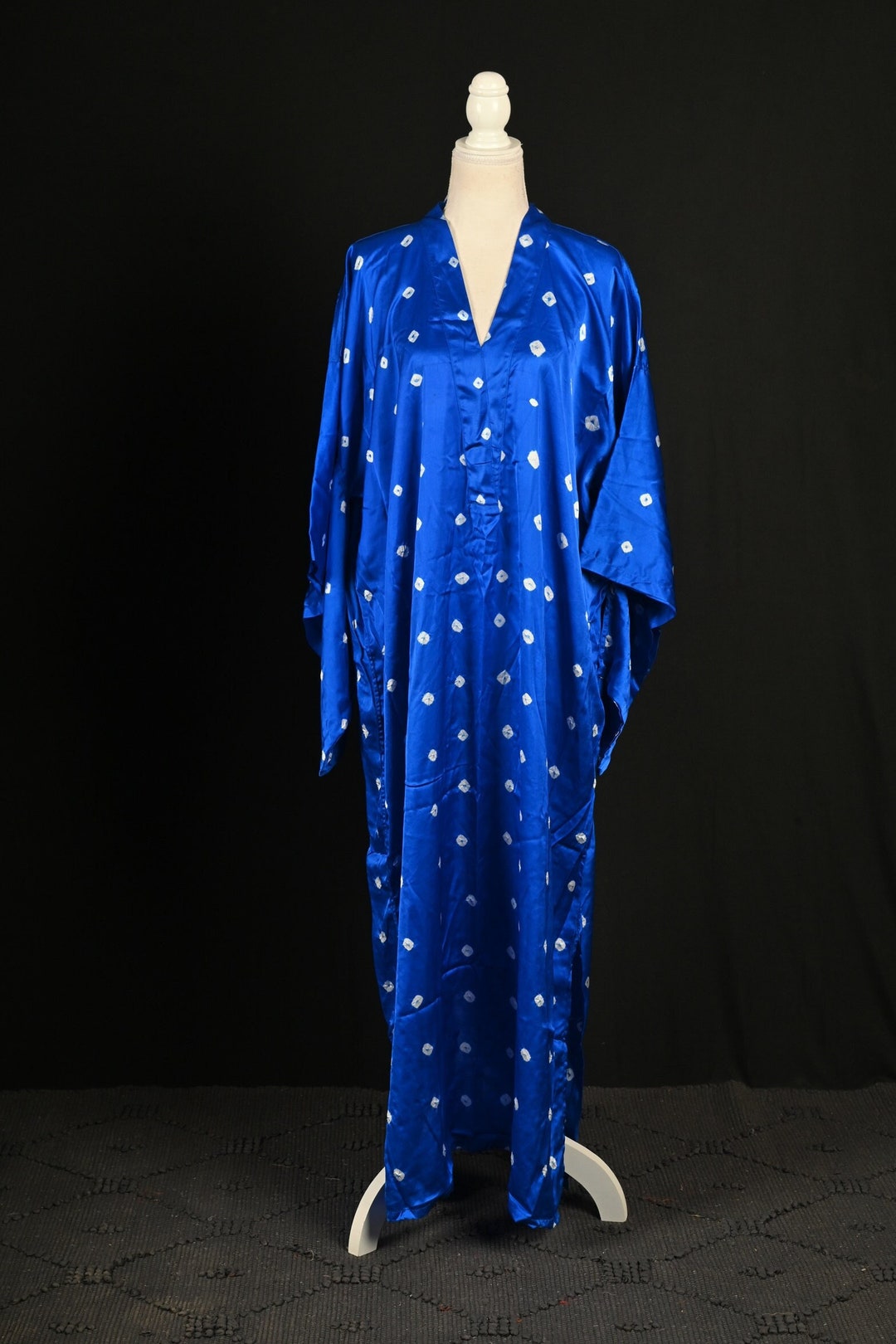Cobalt Blue Night Wear Gown, Handmade Kimono Robe, Silk Kimono, Beach ...