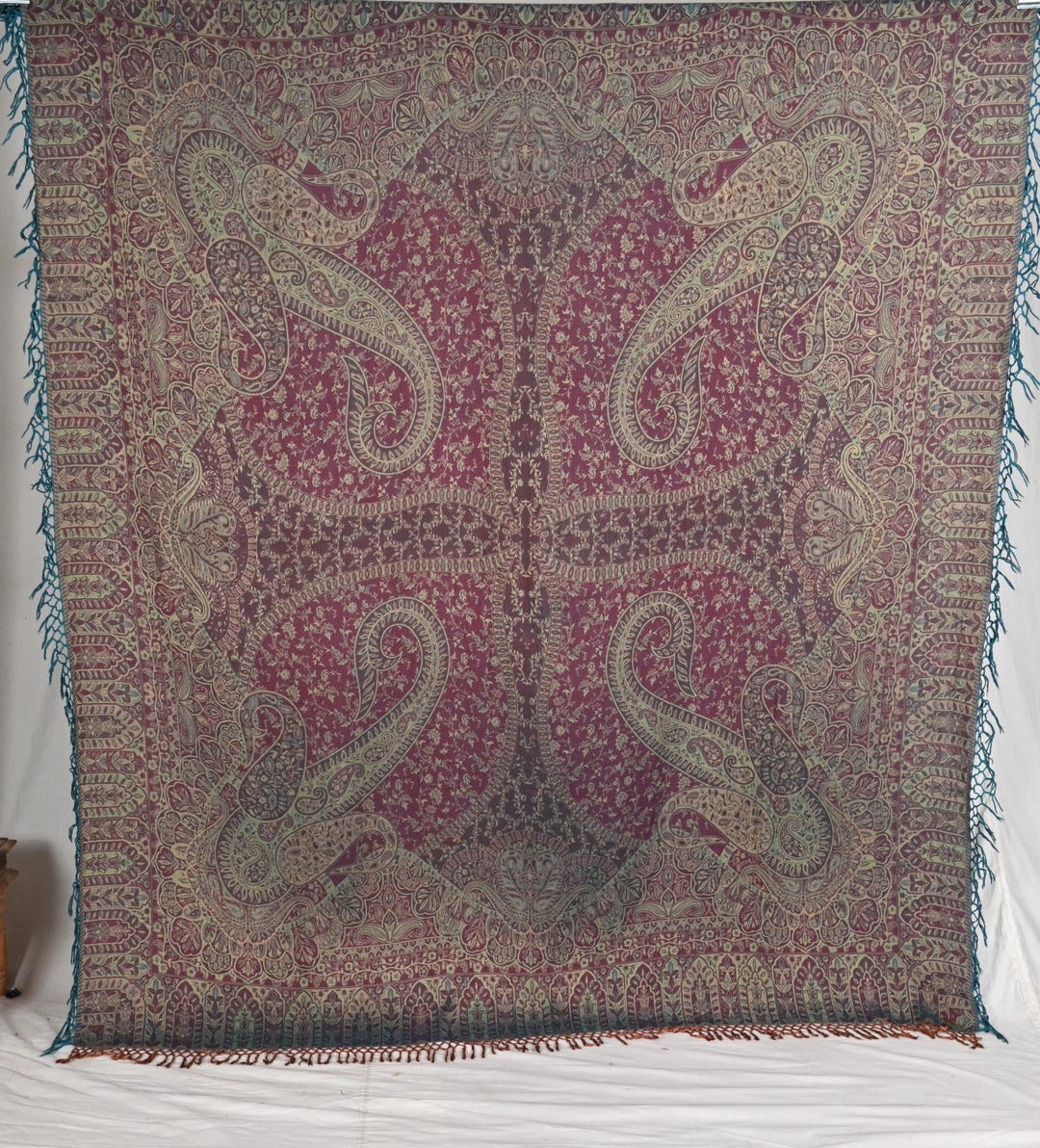 Cashmere Silk Reversible Bedcover, Boho Paisley Throw, Cashmere ...