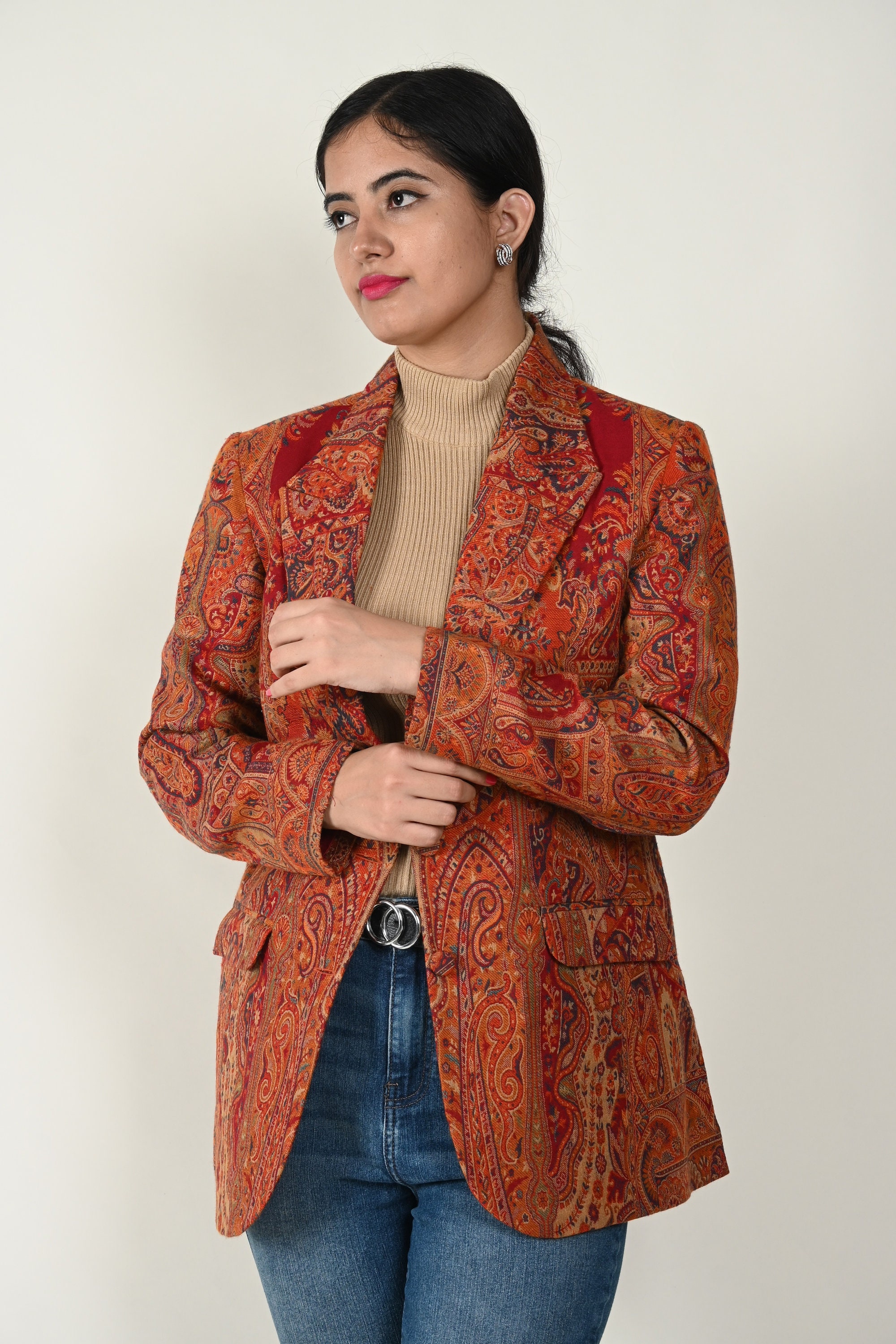 Handmade Kashmiri Paisley Wool Jacket: Traditional Indian Blazer - Etsy UK